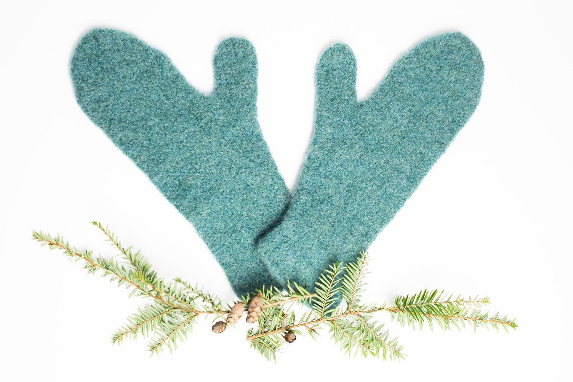 Felted Merino Wool Mittens // Wool Mittens // Plain Mittens // - Etsy