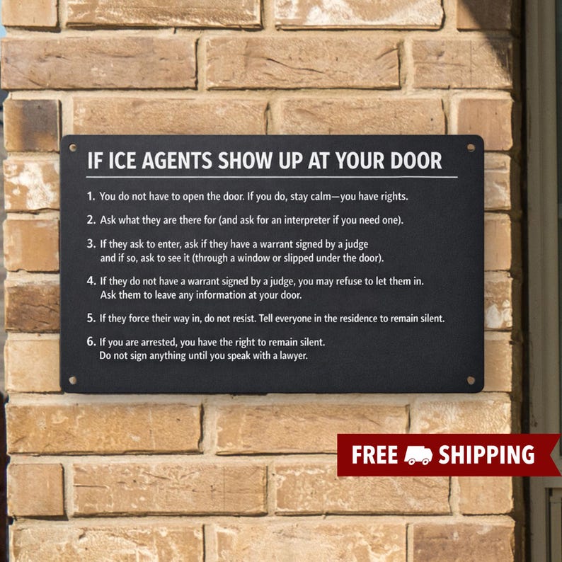 Know Your Rights Metal Sign, ICE Agents at Your Door, Immigration ...