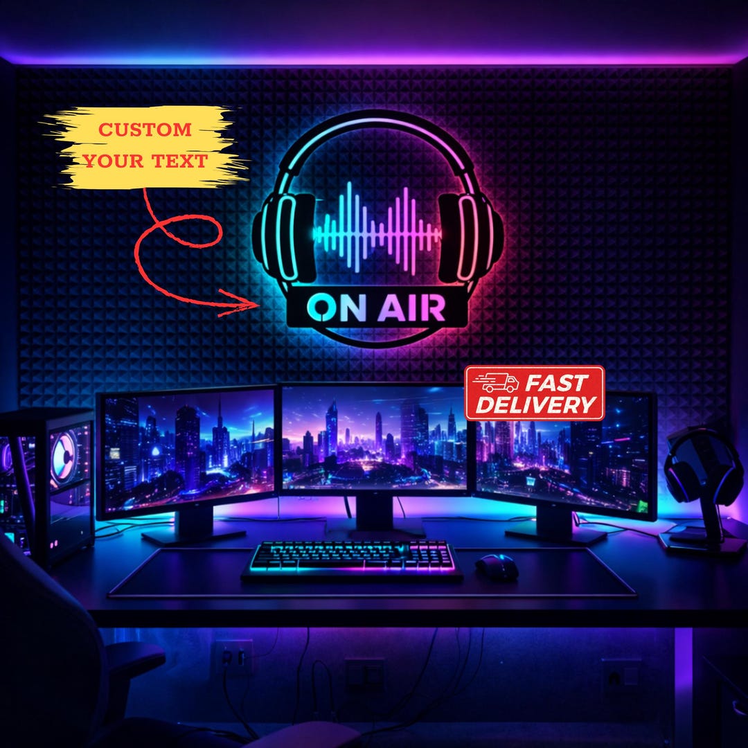 Custom on Air Gaming Metal LED Sign, Personalized Streamer Room Decor ...