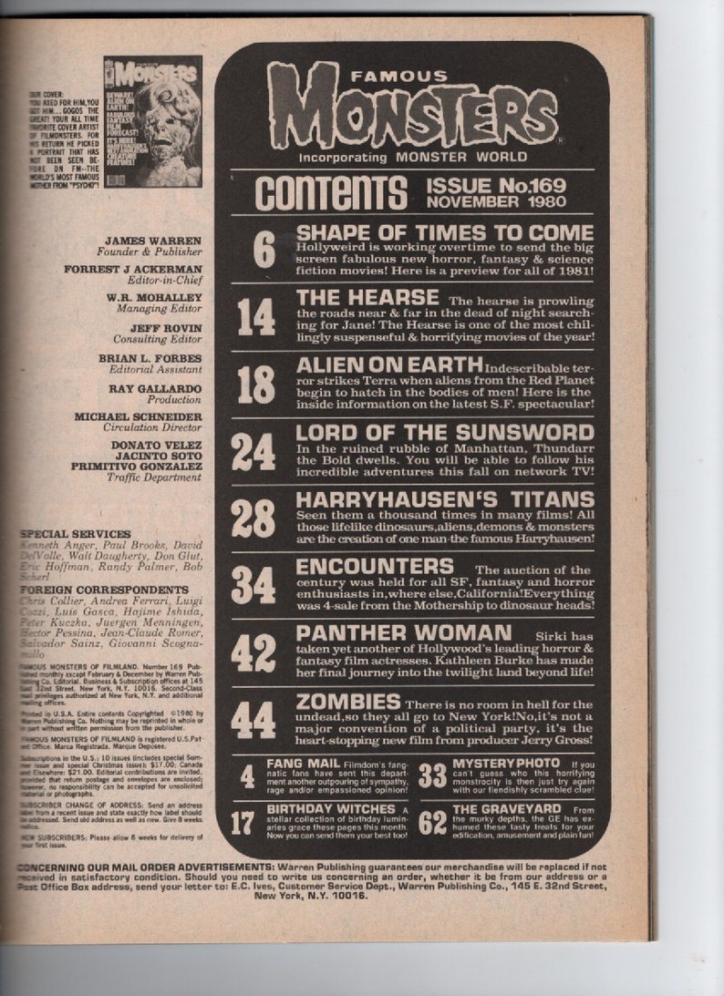 Famous Monsters Warren Magazine Nov 1980 Harryhausen Star Wars Toy Ad ...