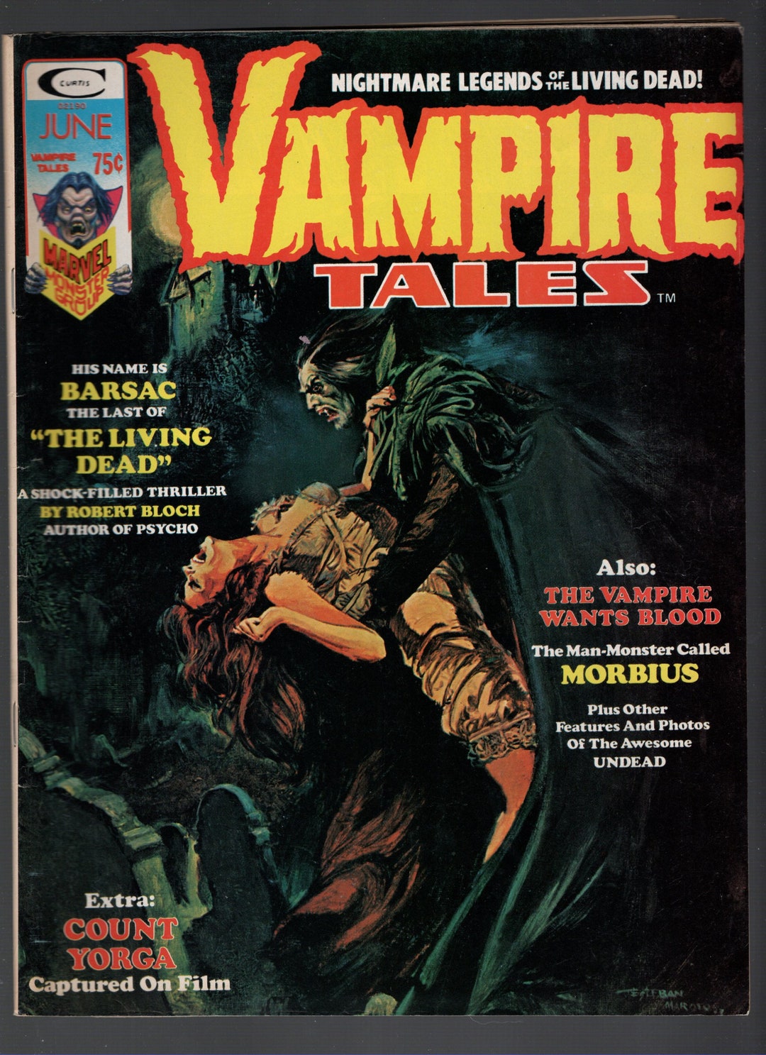 Vintage Vampire Tales Curtis Marvel Magazine June 1974 - Etsy