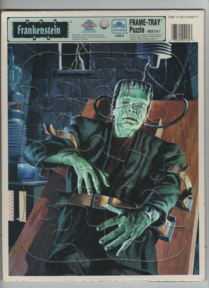 Frankenstein Children's Puzzle, 12 Pieces. Universal Studios Circa 1990 ...
