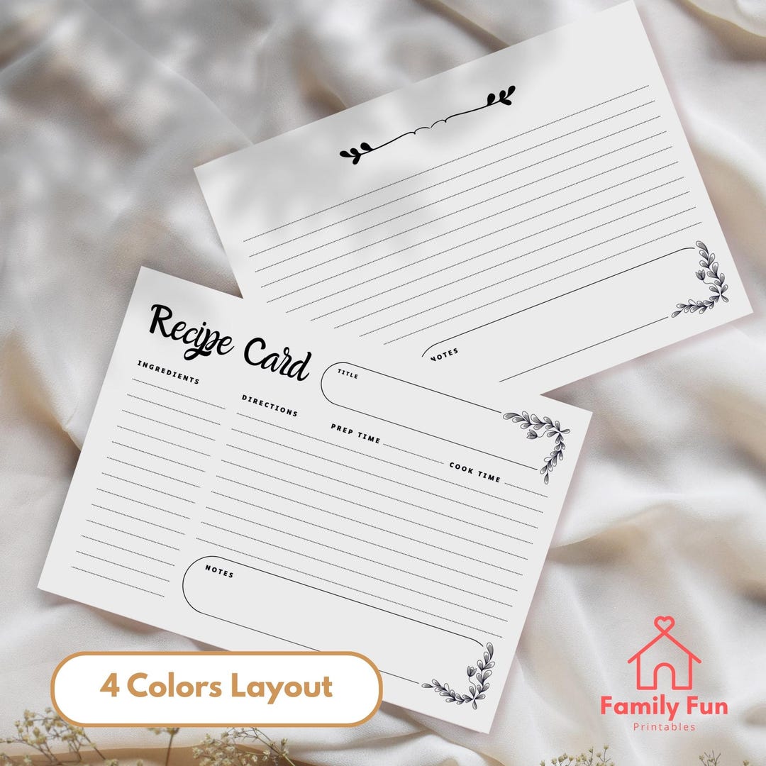 Personalized Cooking Recipe Card Printable PDF Template Kitchen Recipe ...