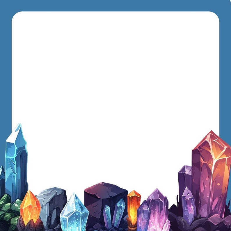 Fantasy Crystal Cave Frame Illustration | Magical Gemstone Border ...