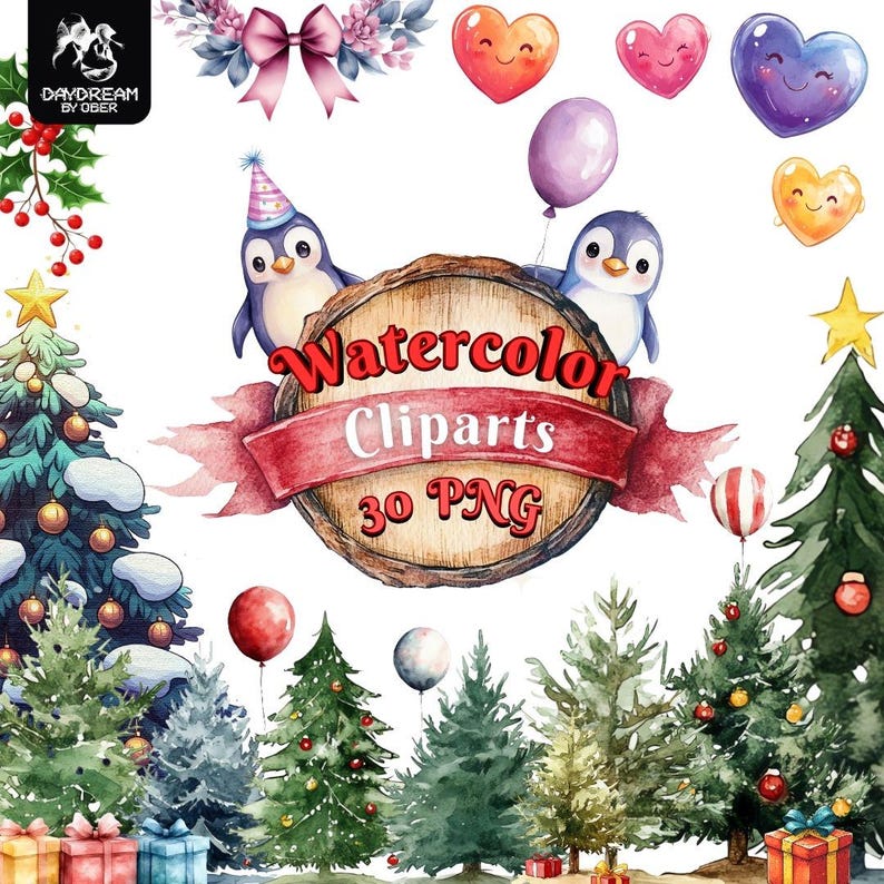 Watercolor Christmas Clip Art Collection | 30 PNG Files | Commercial ...