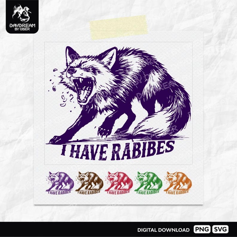 I Have Rabies Fox PNG, Angry Wild Animal Illustration, Funny Dark Humor ...