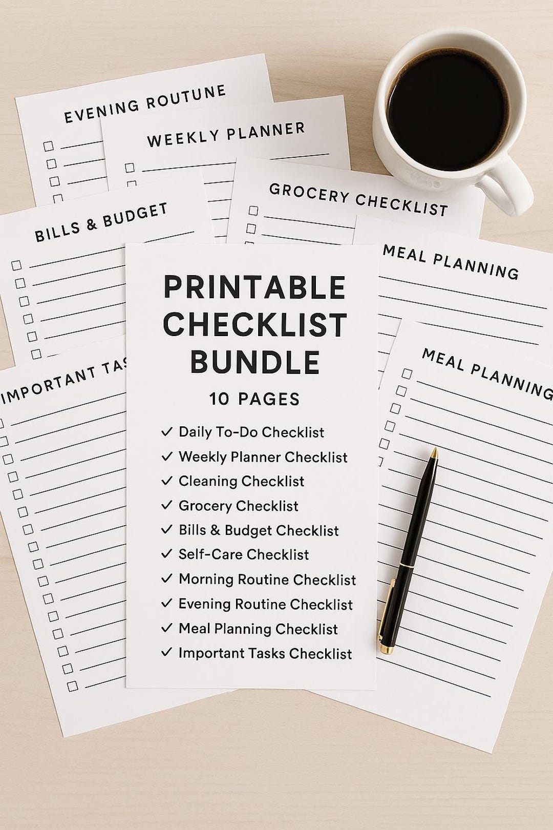 Printable Checklist Bundle | Minimalist To-do & Planner Sheets | Daily ...