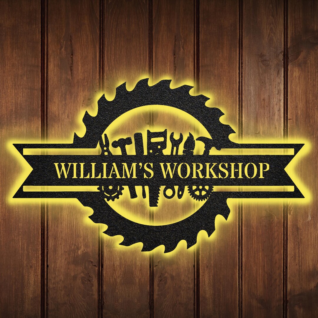 Personalized Metal Workshop Sign, Garage Entrance Decor, Personalized ...