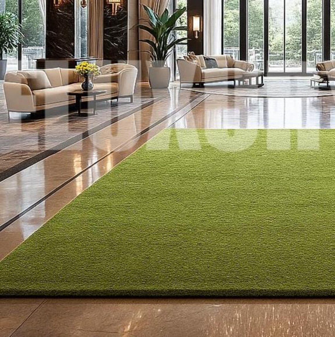 Luxury Green Area Rug, Modern Hotel Lobby Carpet - Etsy