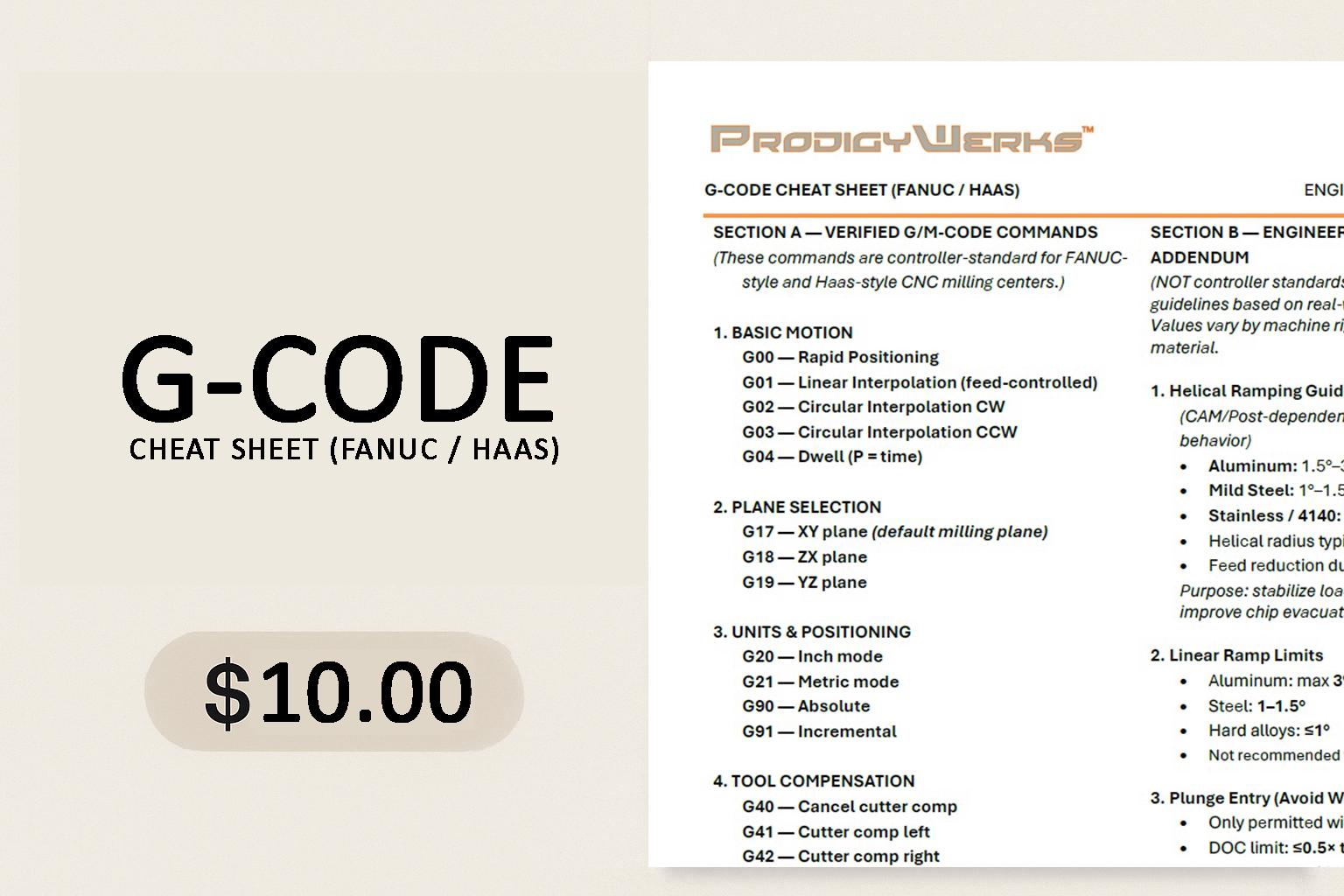 G-code Cheat Sheet (fanuc / Haas) | Verified G/M Codes + CNC Machining ...