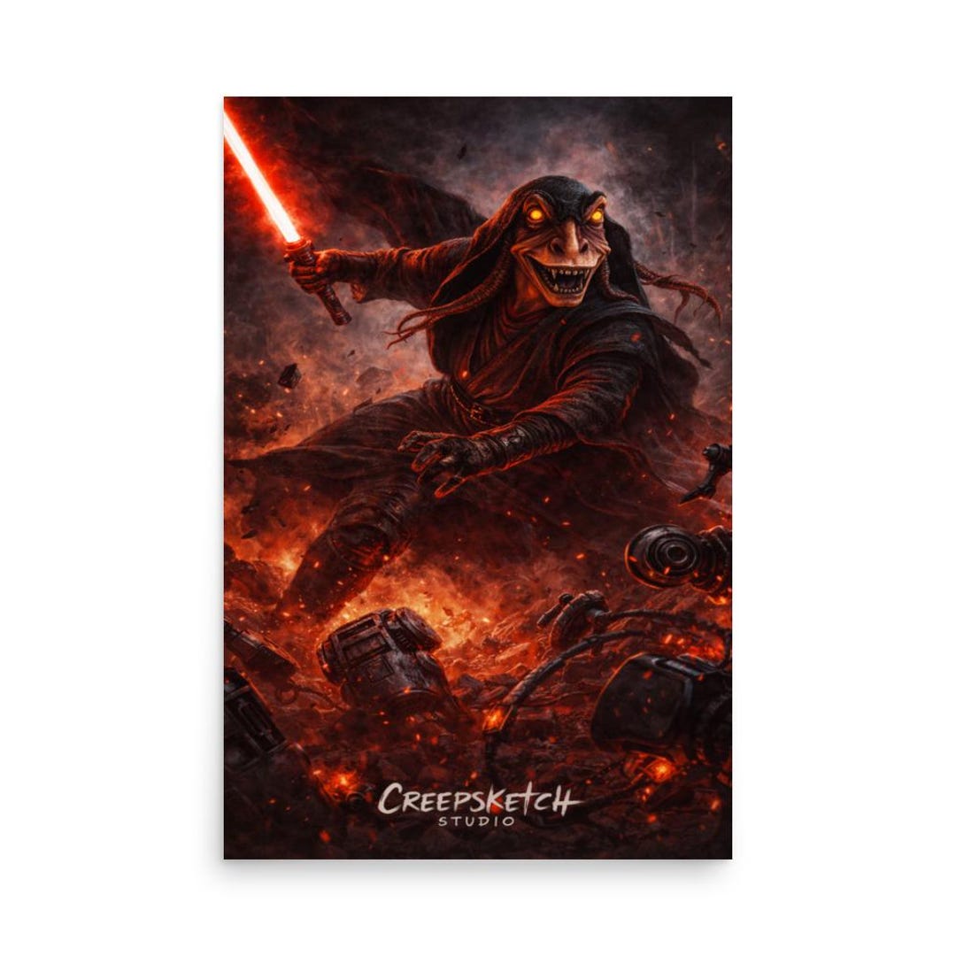 Darth Jar Jar Unleashed Dark Sith Horror Art | the Joke That Became the ...