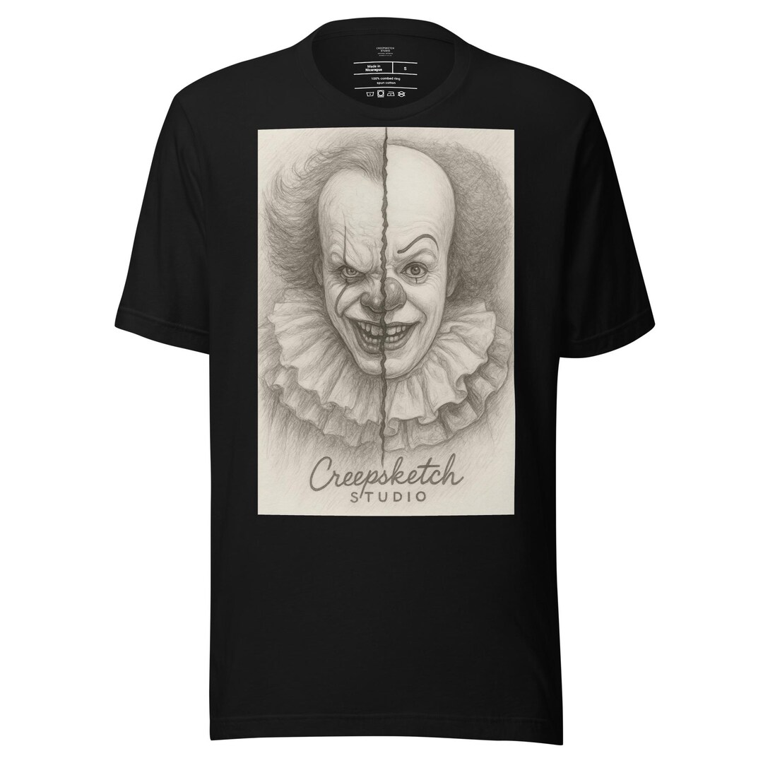 The Split Clown – Creepsketch Studio Horror Portrait - Etsy