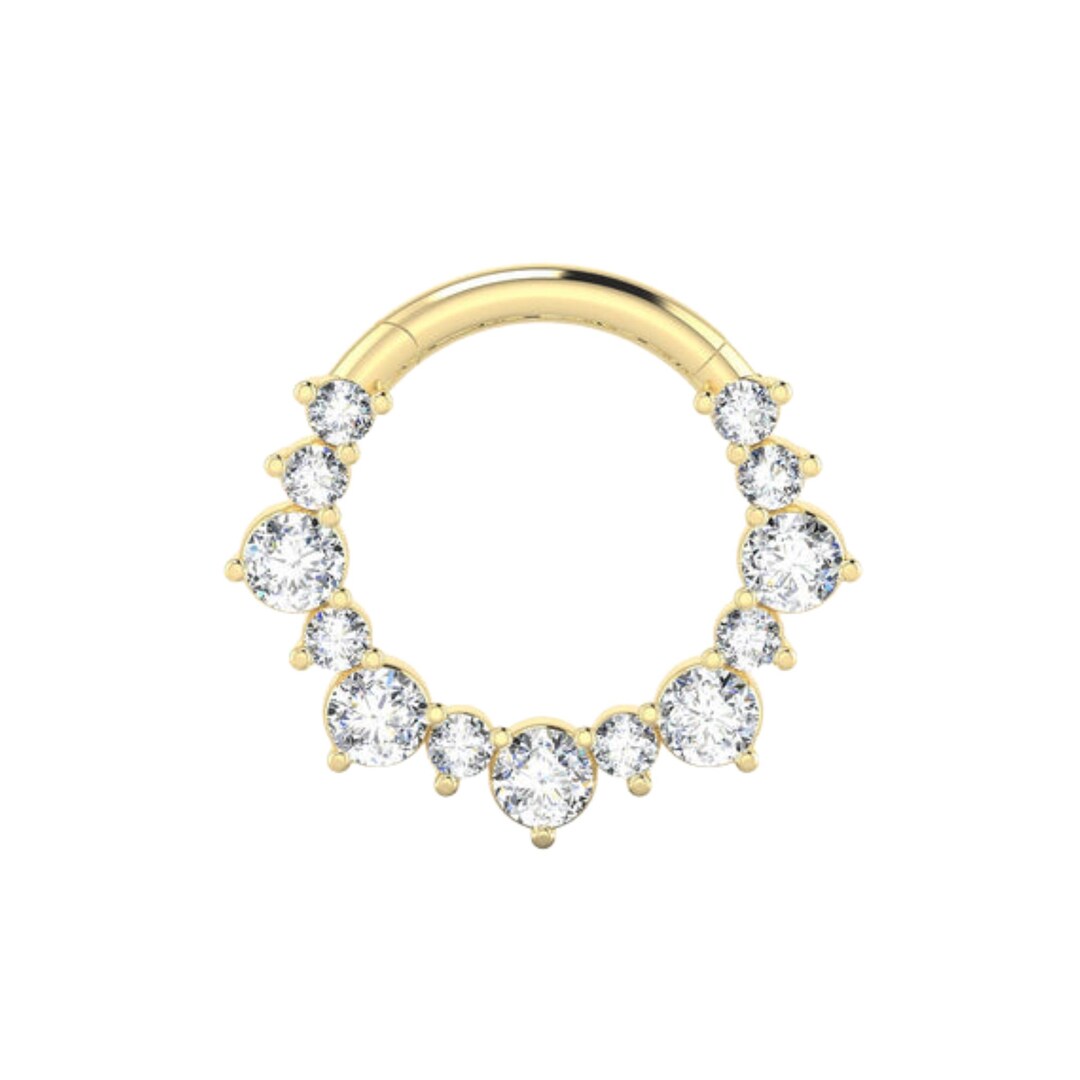 10K Solid Gold Lab Grown Diamond Septum Ring | Prong Set Diamonds Fake ...