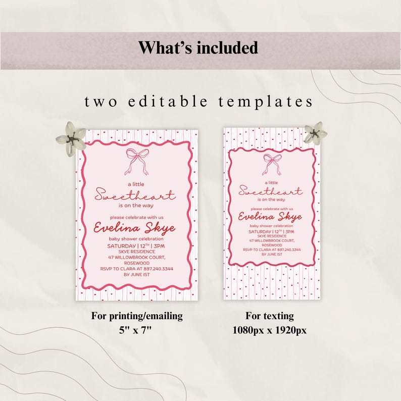 Editable Little Sweetheart Baby Shower Invitation, Valentine's Baby ...