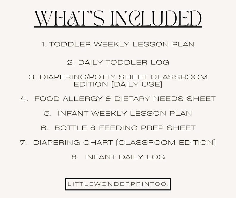 Toddler Daycare Daily Logs & Lesson Plans Bundle | Infant and Toddler ...