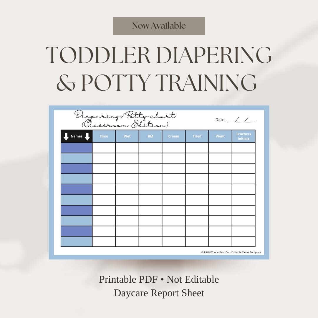 Daycare Diaper & Potty Chart | Classroom Tracker (PDF) - Etsy