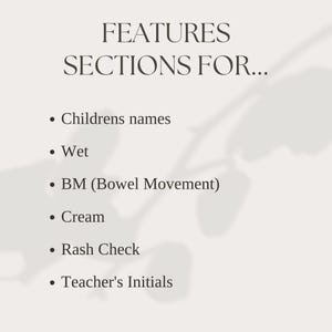 Infant Diapering Chart Printable | Classroom Diaper Log | Daycare ...