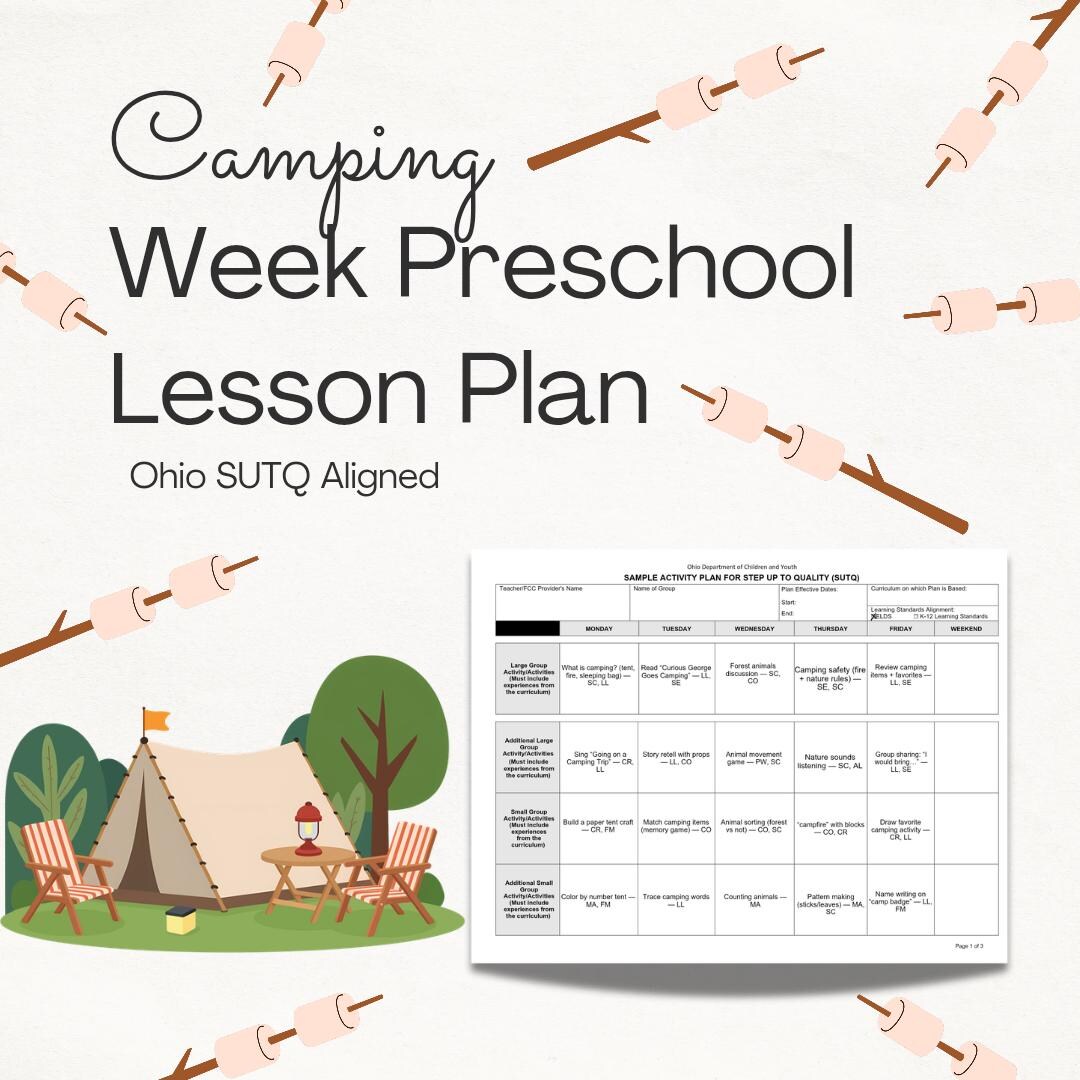 Camping Preschool ELDS Standards | SUTQ Lesson Plan | Nature Theme ...