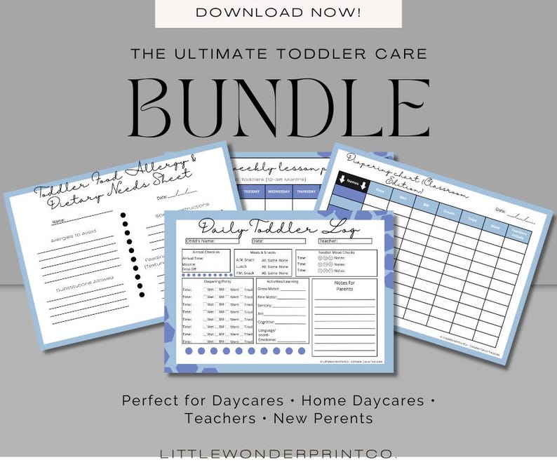 Toddler Daily Log Bundle | Daycare Communication Forms (editable, PDF ...