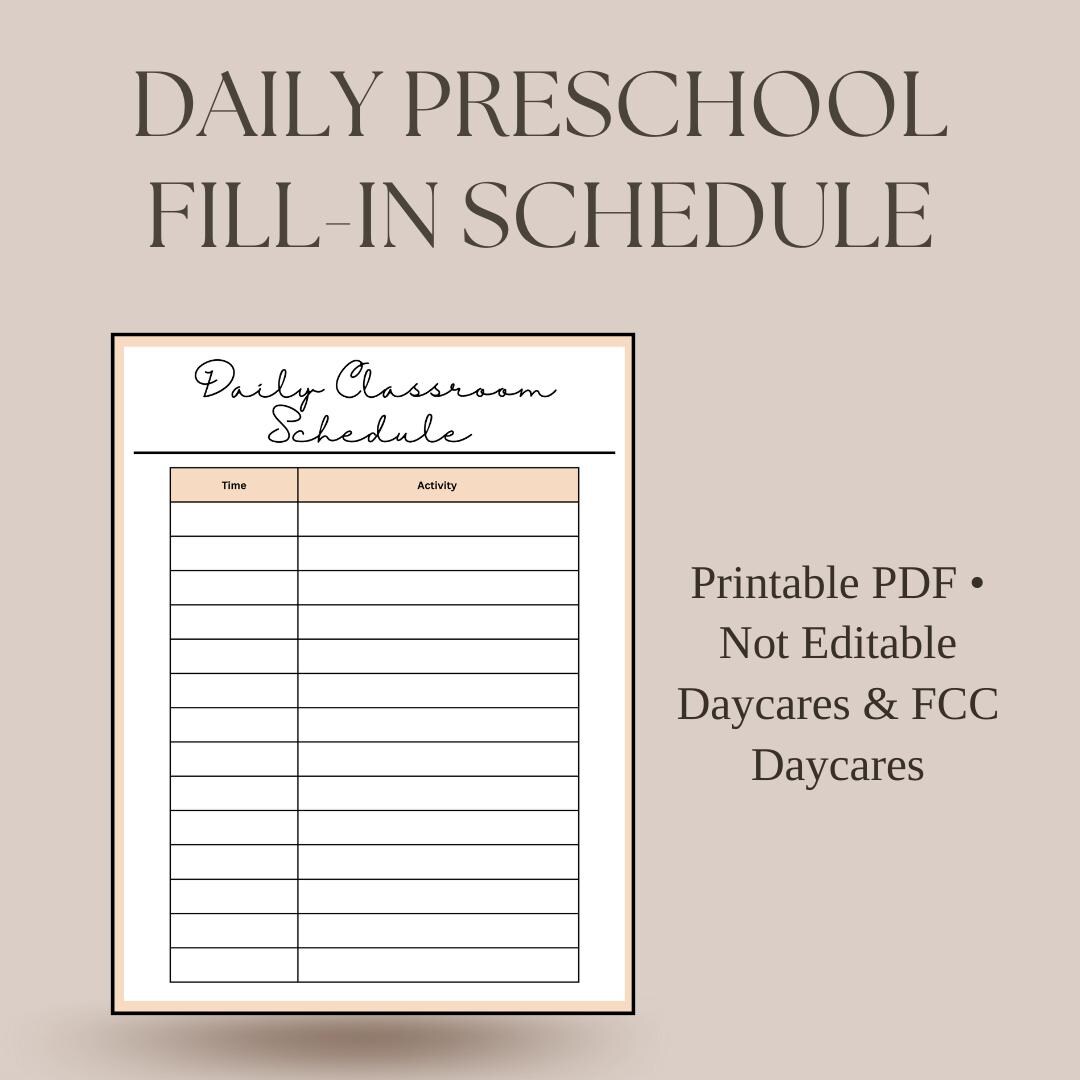 Preschool Daily Schedule Printable | Classroom Planner (PDF) - Etsy