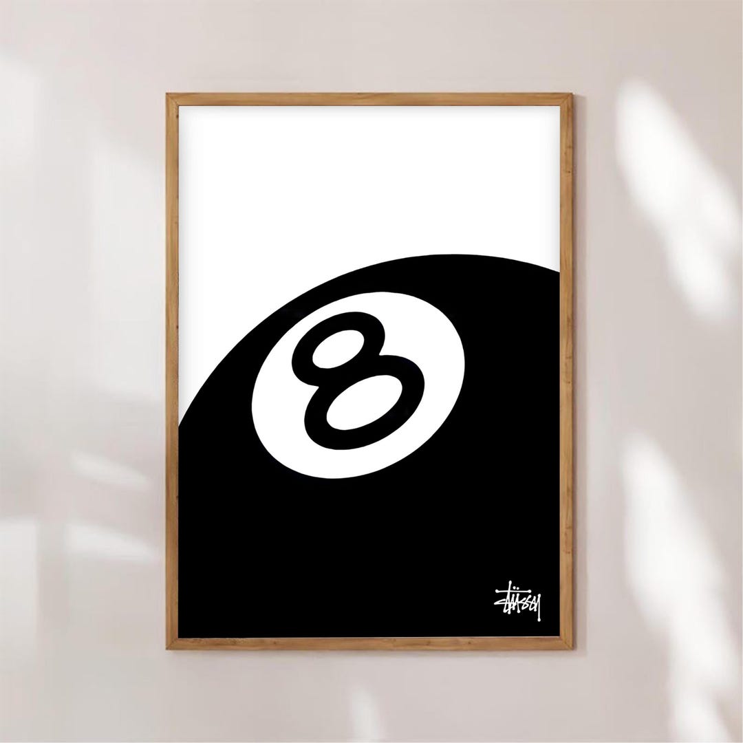 8 Ball Art Print, Minimalist Billiard Poster, Game Room Decor - Etsy