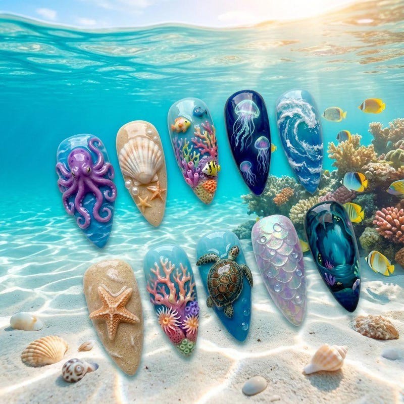 Octopus Nails - Etsy