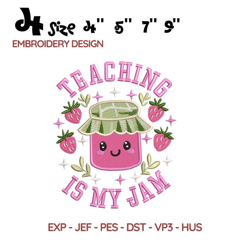 Teaching is My Jam Machine Embroidery Teacher Gift, Embroidered ...