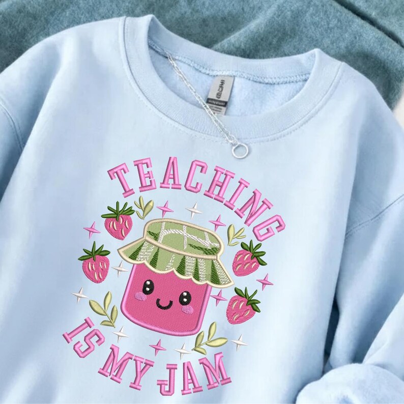 Teaching is My Jam Machine Embroidery Teacher Gift, Embroidered ...