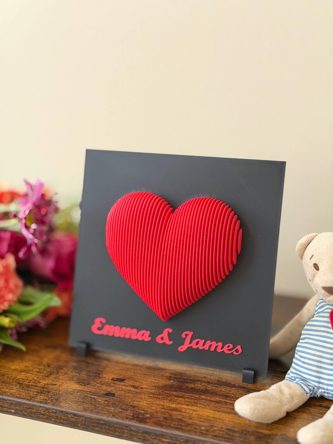 Personalized 3D Printed Heart With Names, Custom Couple Gift for ...