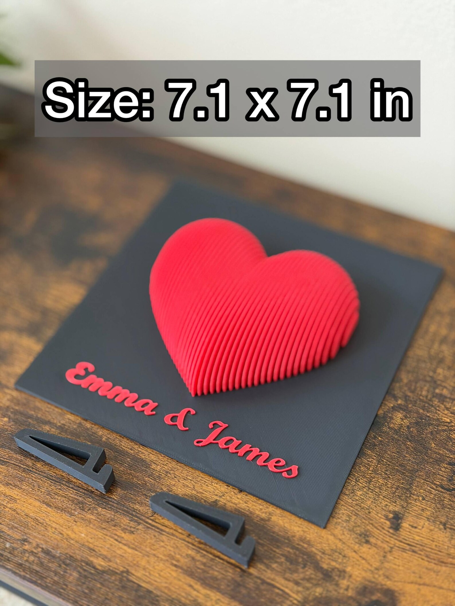 Personalized 3D Printed Heart With Names, Custom Couple Gift for ...