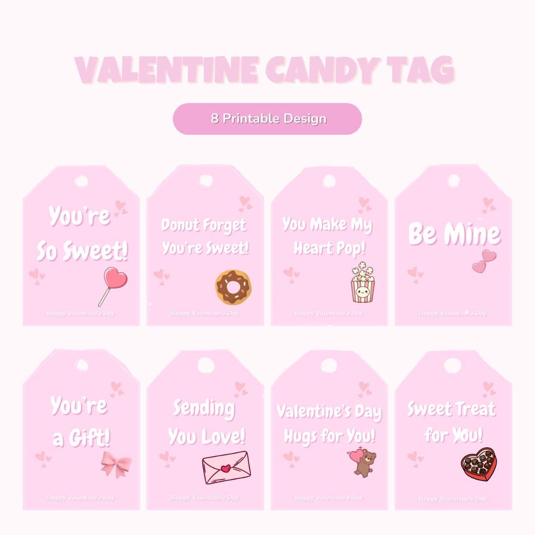 Valentine Candy Tags Printable | Valentine Gift Tags | Classroom ...