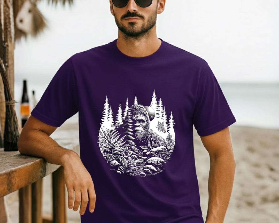 Bigfoot Forest Shirt Cryptid Art Sasquatch Camping Hiking Outdoor ...