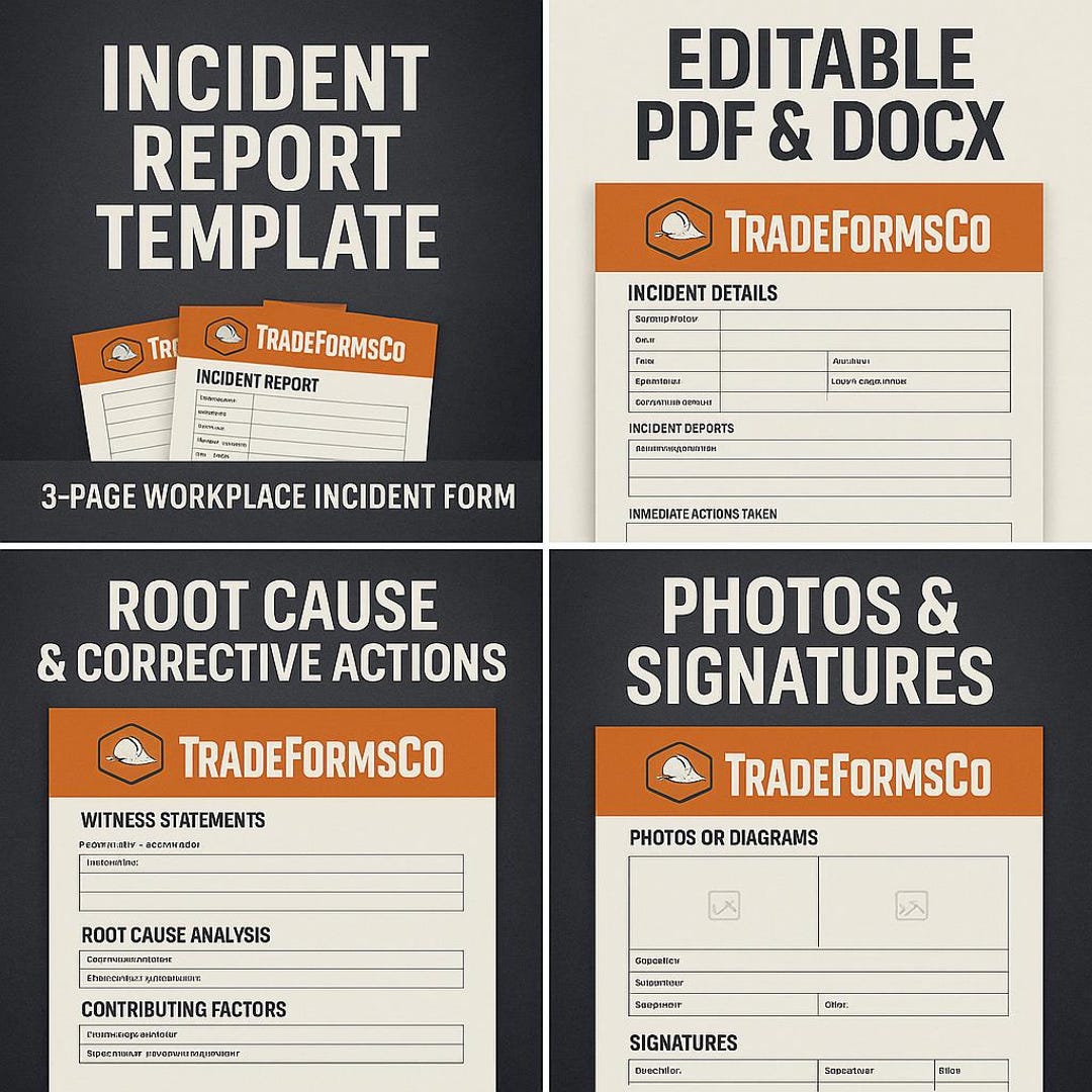 Workplace Incident Report Template | Root Cause Analysis (PDF & DOCX ...