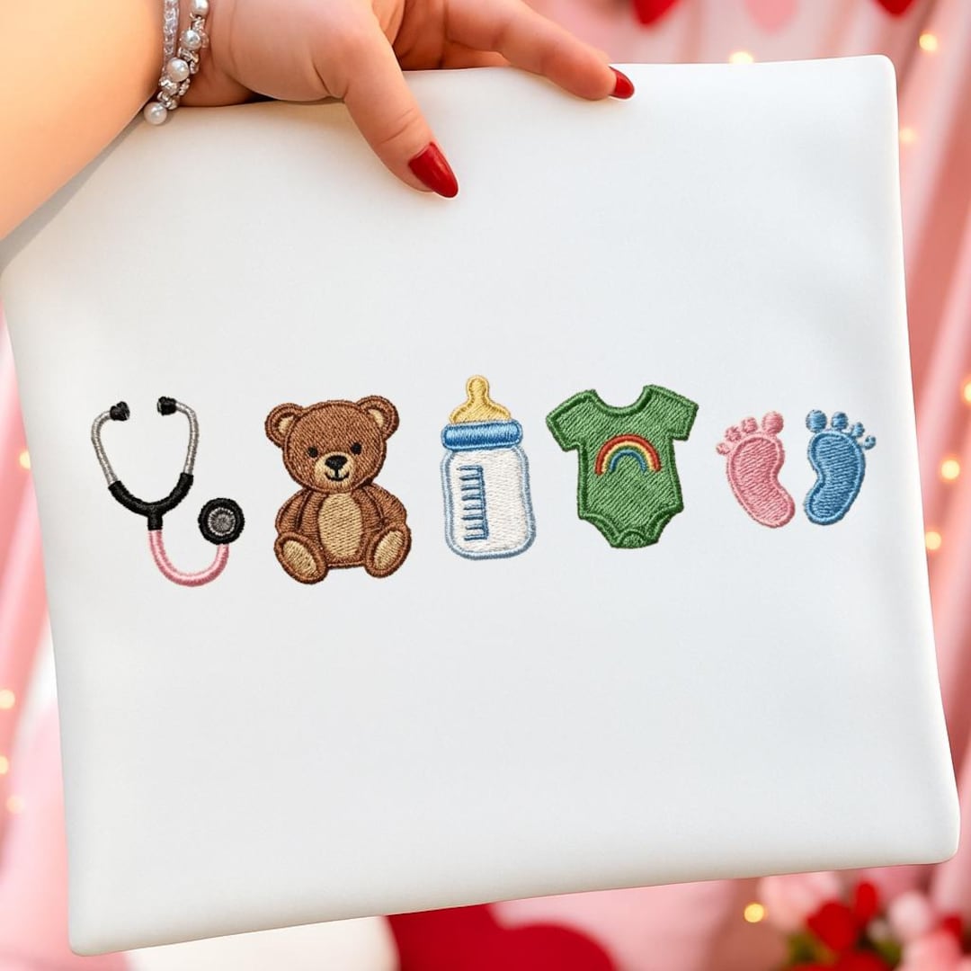 Cute Baby Icons NICU PNG, Peds Nurse, Soft Cozy Nurse Embroidery Design ...