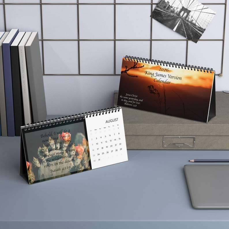 Scripture Landscape Calendar 2026 Desktop Calendar | King James Version ...