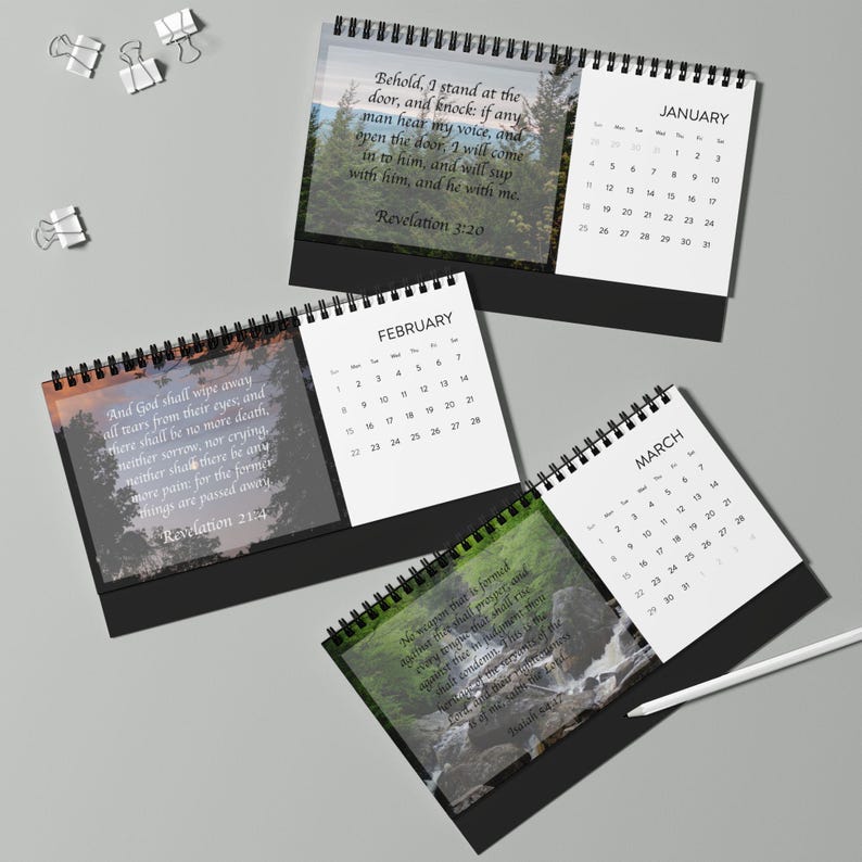 Scripture Landscape Calendar 2026 Desktop Calendar | King James Version ...