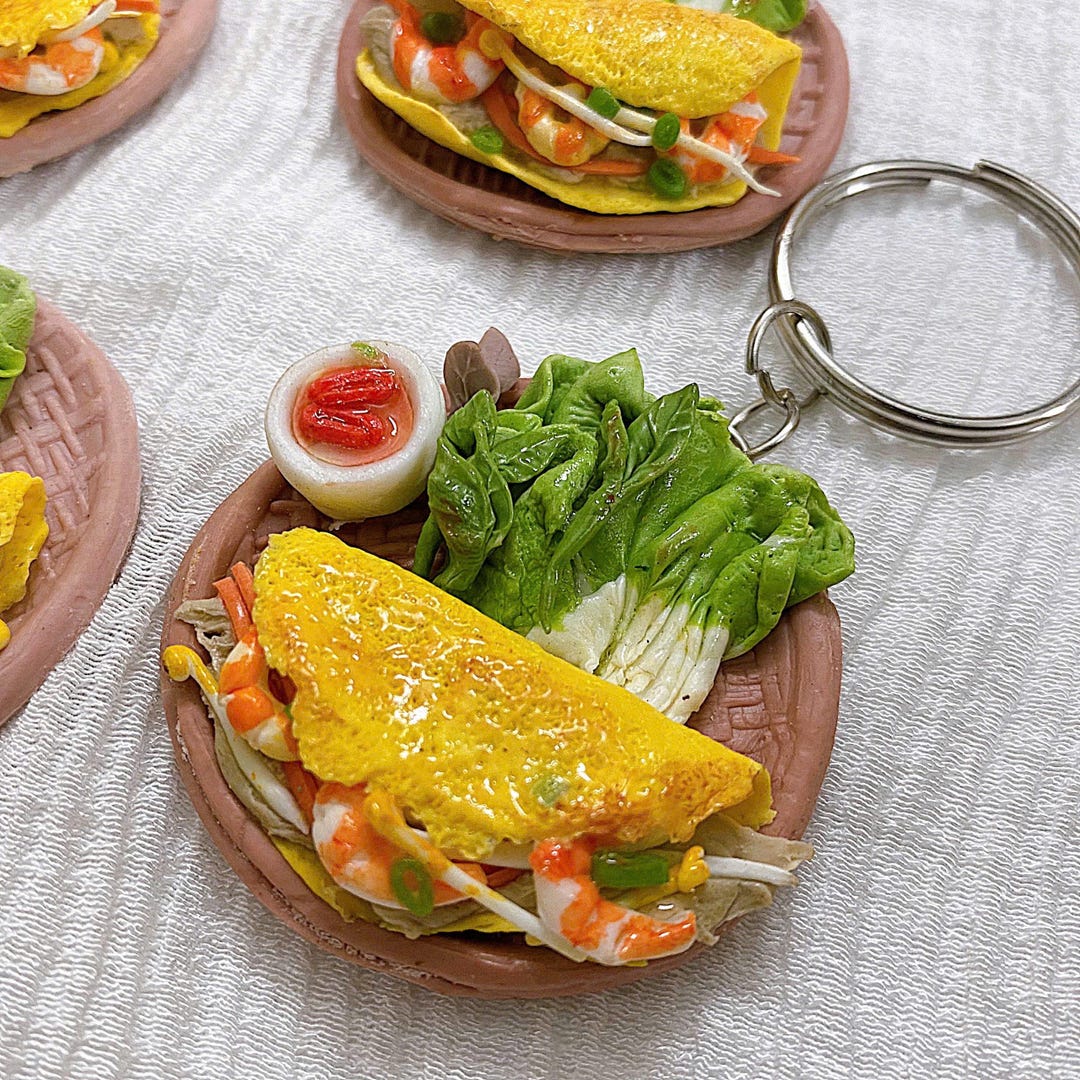 Handmade Miniature Banh Xeo Magnet or Keychain - Realistic Vietnamese ...