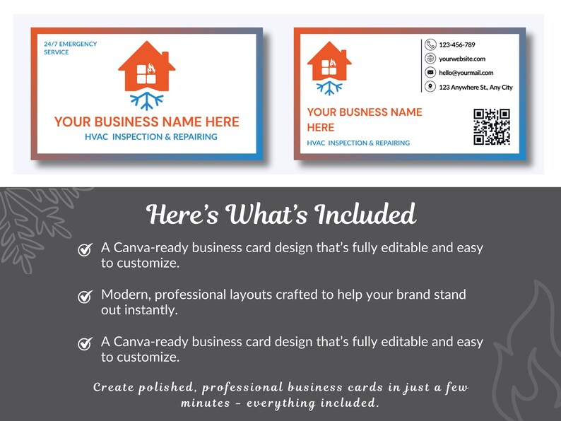 HVAC Branding Business Card Template | Editable Canva Design - Etsy