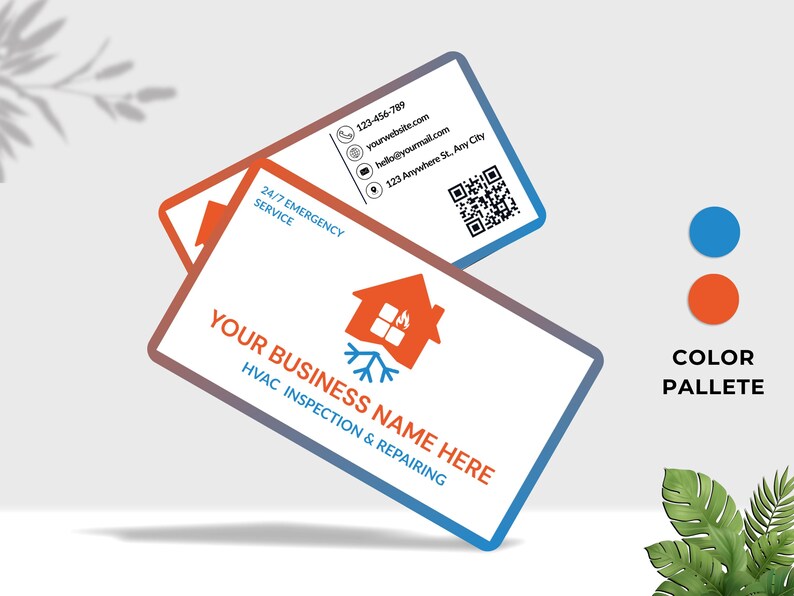 HVAC Branding Business Card Template | Editable Canva Design - Etsy