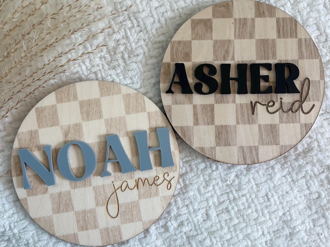 Baby Announcement Birth Sign for Newborn Baby Checkered Birth Sign ...