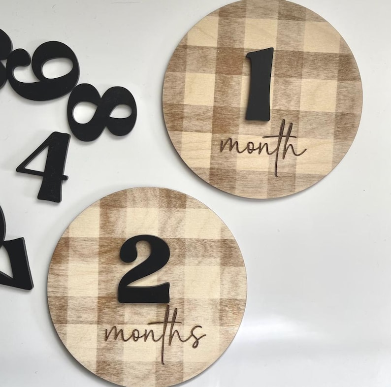 Wooden Baby Milestone Discs With Numbers Baby Shower Gift Wooden ...