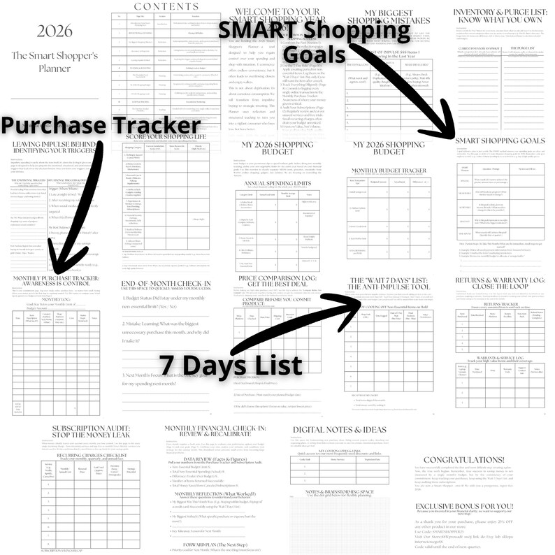 2026 Smart Shopping Planner | Stop Impulse Buying (printable PDF) - Etsy