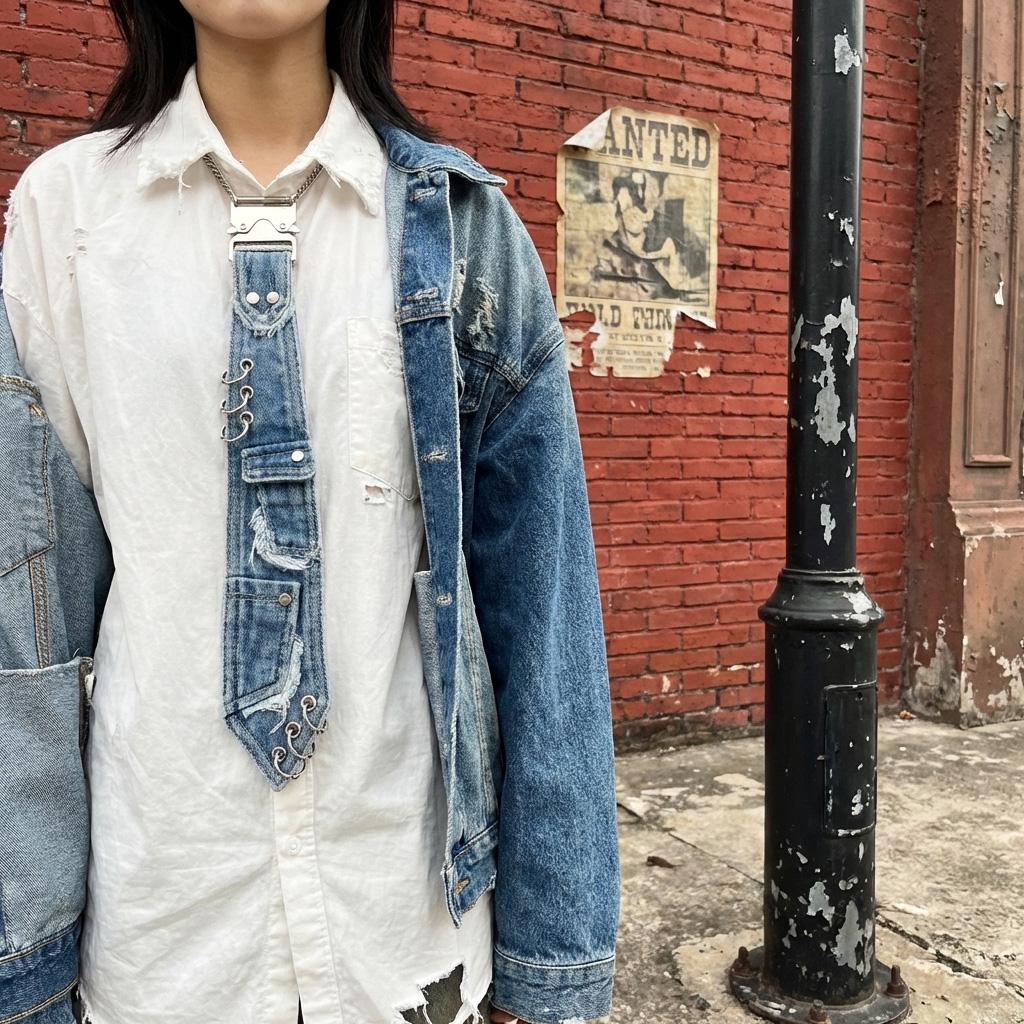 Denim Tie,punk Chain Denim Tie,unisex Necktie,necktie for Women ...