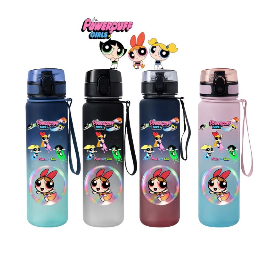Powerpuff Girls Cartoon Water Bottle – Cute Kids Reusable Drink Bottle ...