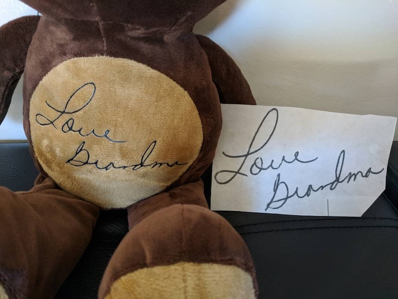 Custom Plush Stuffed Animal With Your Loved Ones Handwriting on It ...