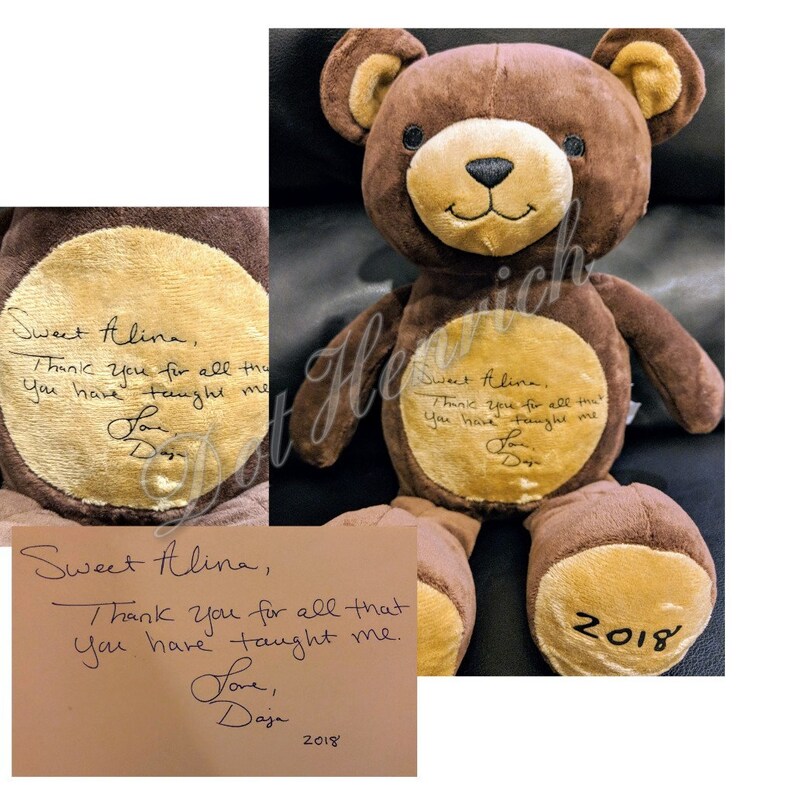 Custom Plush Stuffed Animal With Your Loved Ones Handwriting on It ...