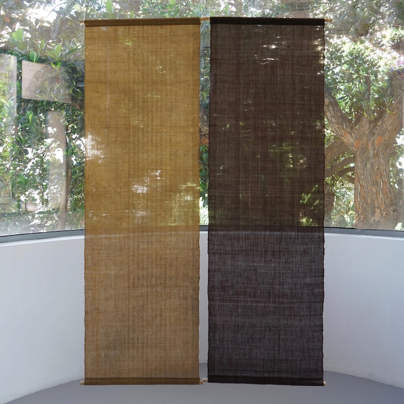 Natural Ramie Curtain Panel, Plant Dyed Fabric, Linen Look Window ...