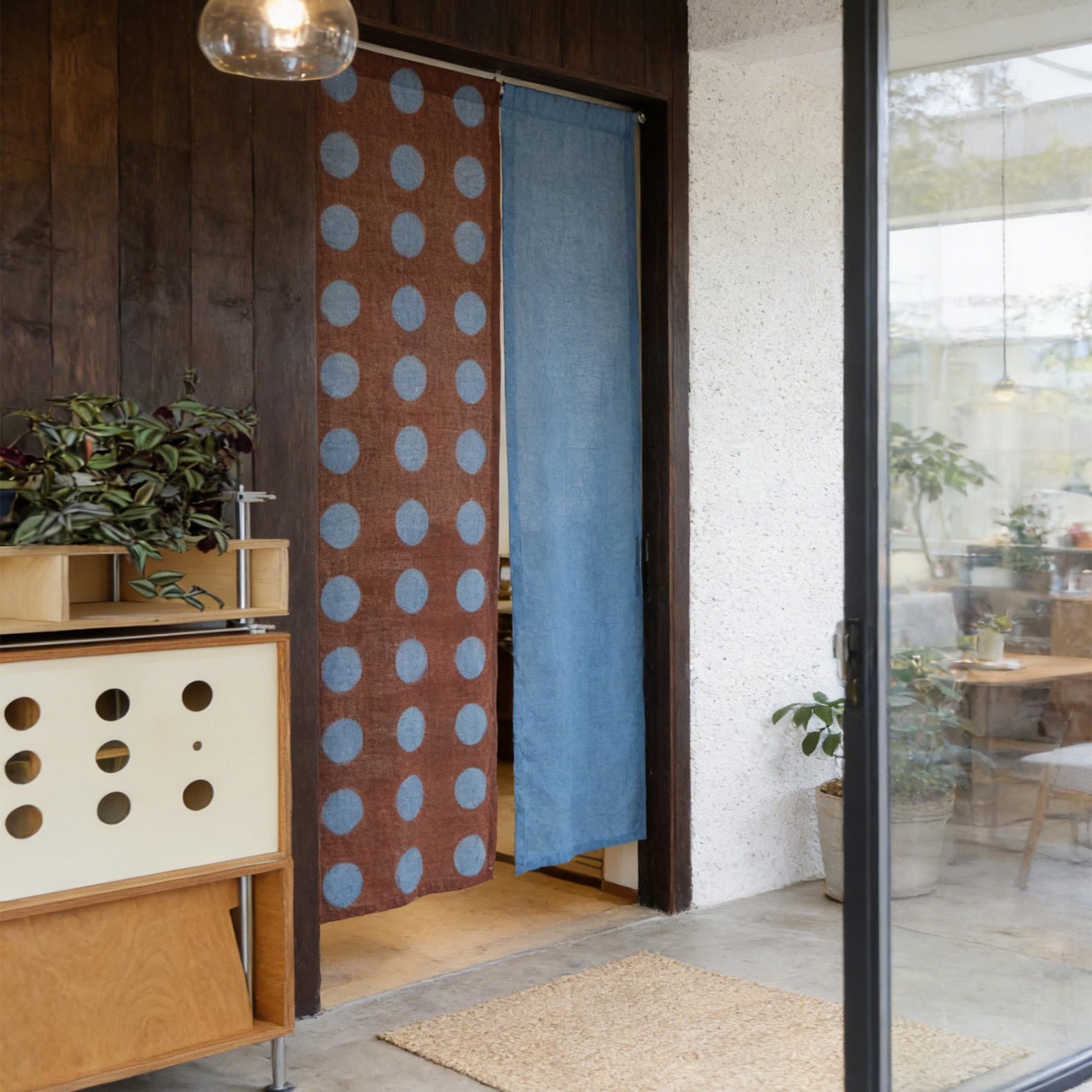 Handmade Linen Noren Curtain • Plant-dyed Polka Dot Room Divider - Etsy
