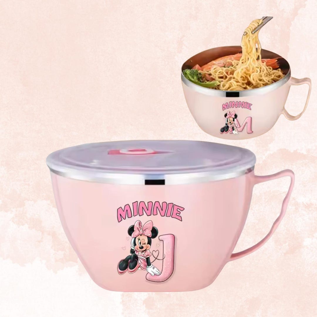 Personalized Minnie Mouse Bowl With Lid – 650ml | Pink Bowl With ...