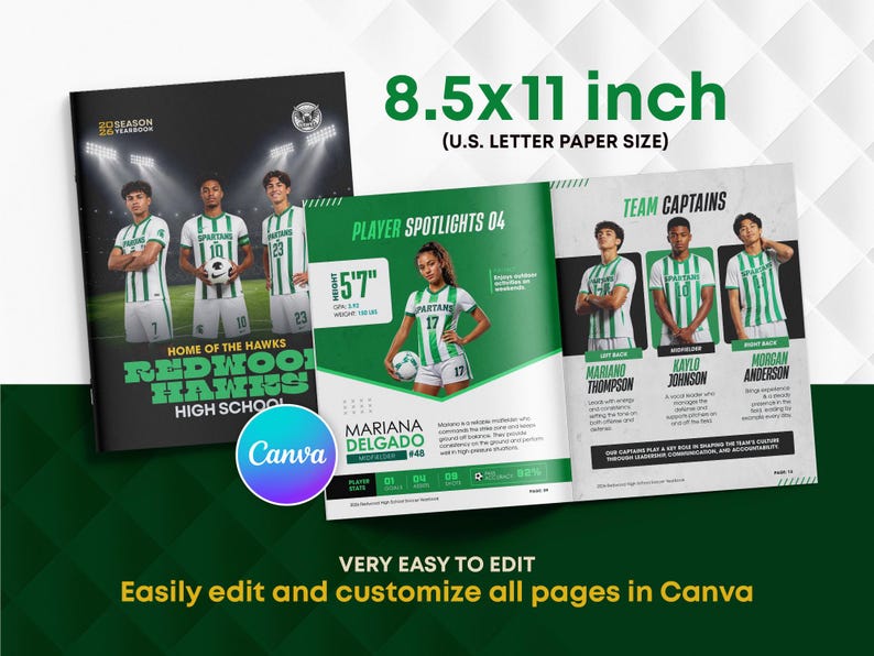 Soccer End of Season Memory Book Template Editable in Canva | Team ...